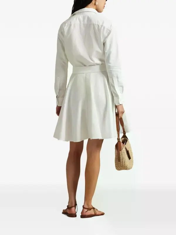 Polo Ralph Lauren Belted Logo-embroidered Mini Shirt Dress