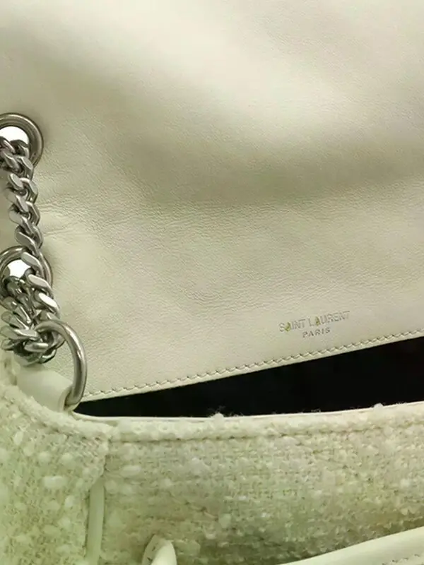 Saint Laurent Baby Tweed Niki Shoulder Bag - White