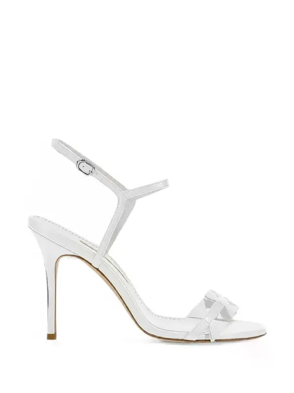 Manolo Blahnik Cigaura Leather Bow Detail Stiletto Sandals