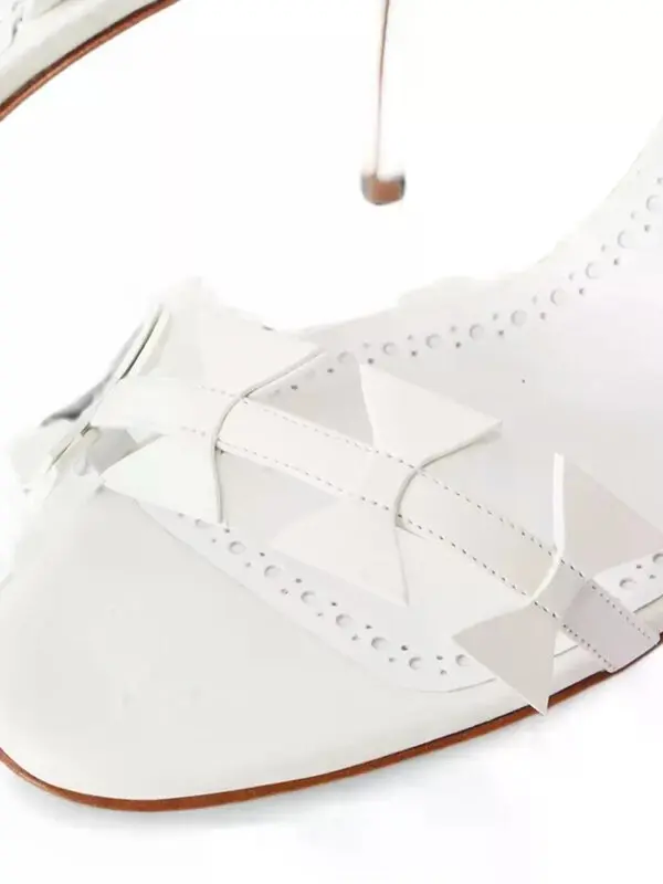 Manolo Blahnik Cigaura Leather Bow Detail Stiletto Sandals