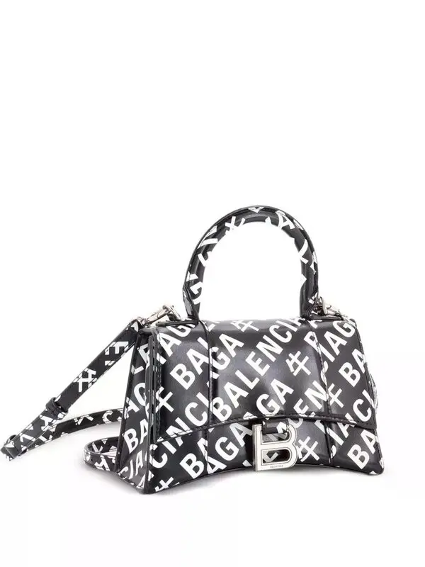 Balenciaga Hourglass Top Handle Bag Xs Satchel - Black