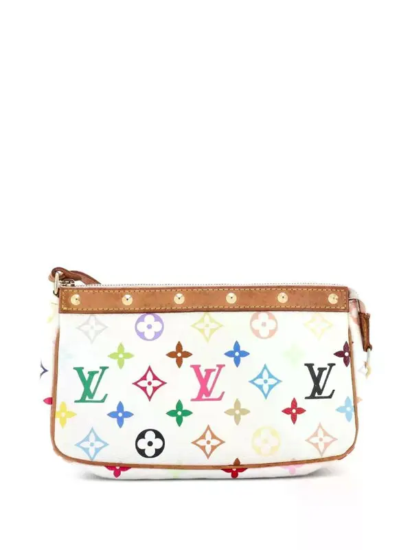 LOUIS VUITTON Pochette Accessoires Monogram Multicolor Clutch Bag - White