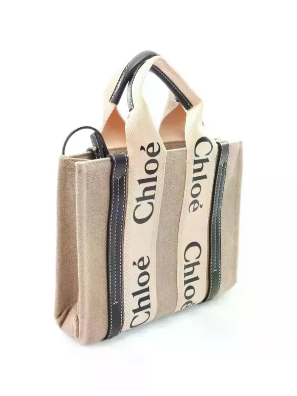 Chloé 2010s Woody Leather-trim Handbag