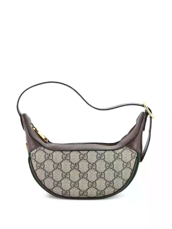 Gucci Ophidia Half Moon Bag Gg Coated Canvas Mini Hobo Bag - Brown