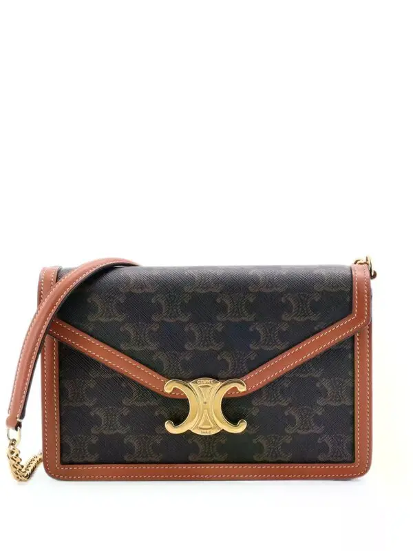 Celine Margo Triomphe Wallet On Chain In Triomphe Coated Canvas
