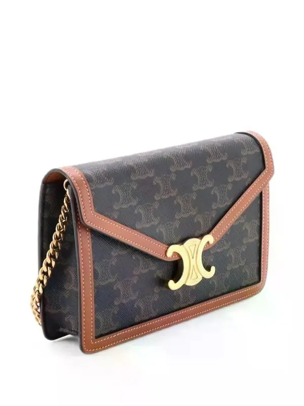 Celine Margo Triomphe Wallet On Chain In Triomphe Coated Canvas