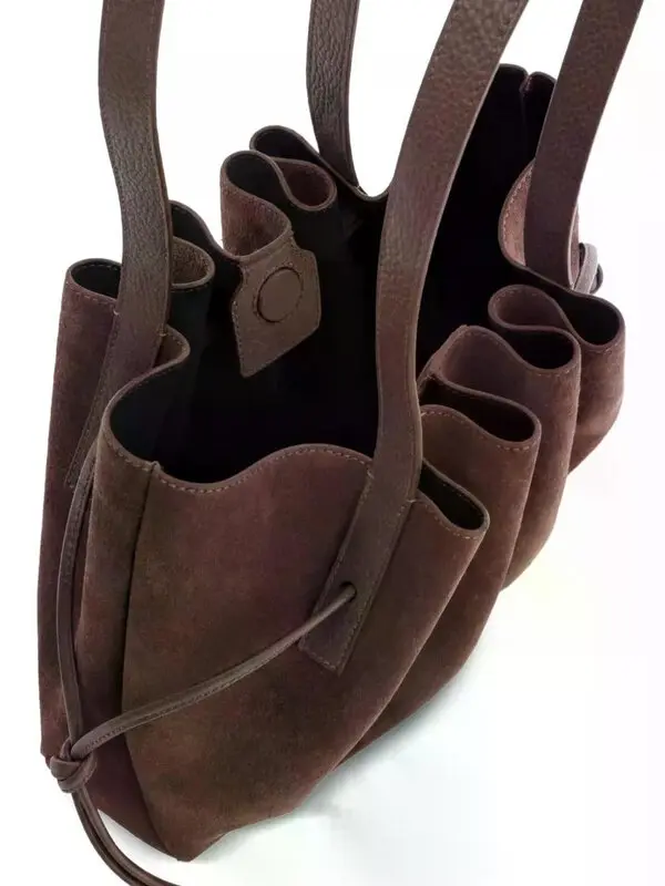 Yuzefi Scallop Pleated Shoulder Bag - Brown