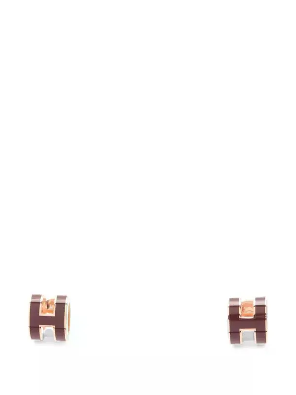 Hermès Rose Gold-tone Enamel Pop H Earrings