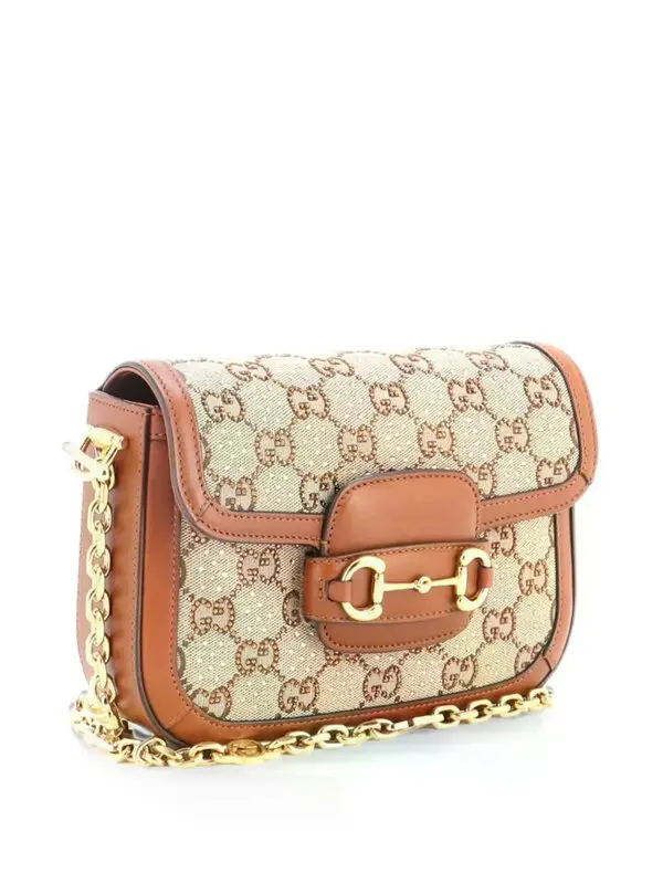 Gucci Horsebit 1955 Crystal Embellished Gg Canvas Mini Shoulder Bag
