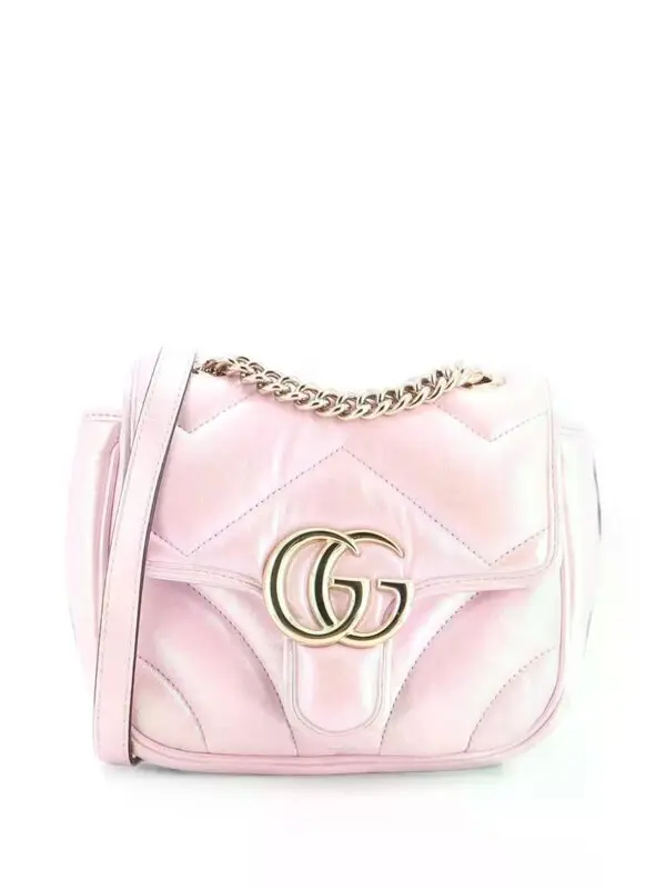 Gucci Gg Marmont Square Flap Bag Mini Shoulder Bag - Pink