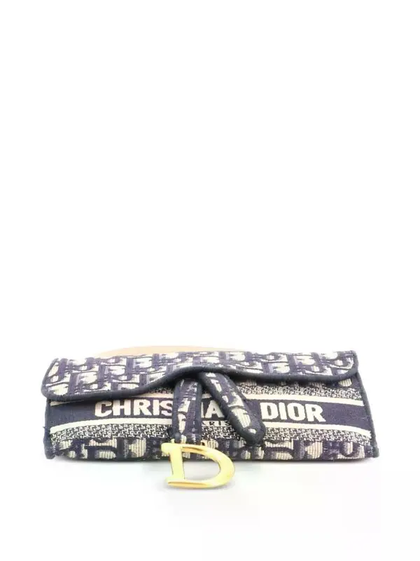 Dior Saddle Slim Pouch Logo Embroidered Oblique Canvas Belt Bag