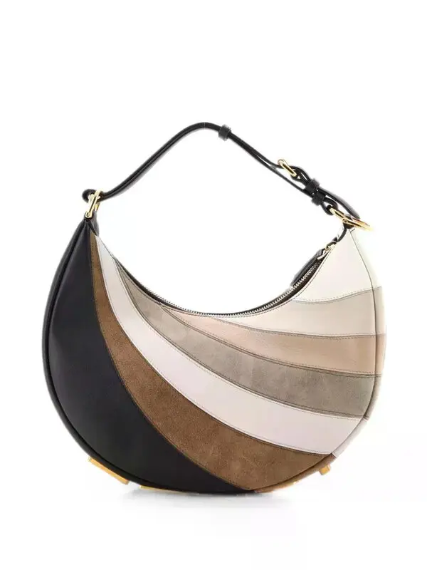 Fendi Fendigraphy Bag Striped Leather And Suede Small Hobo Bag