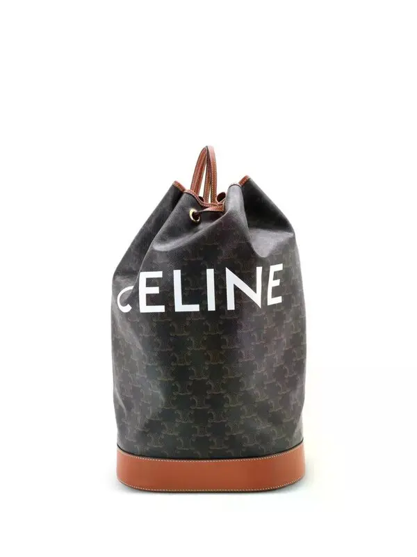 Celine Sailor Triomphe Coated Canvas Medium Bucket Bag - Brown