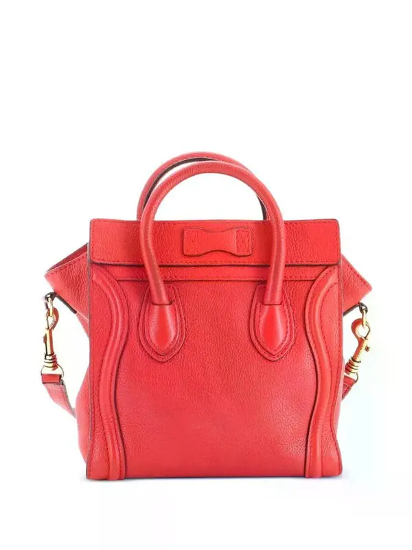 Celine Grainy Leather Nano Luggage Bag - Red
