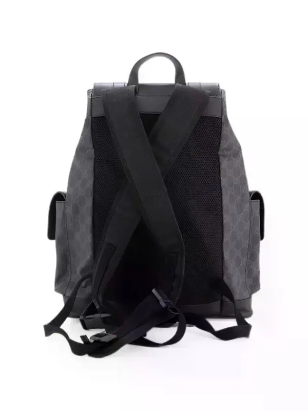 Gucci Double Pocket Buckle Gg Coated Canvas Large Backpack
