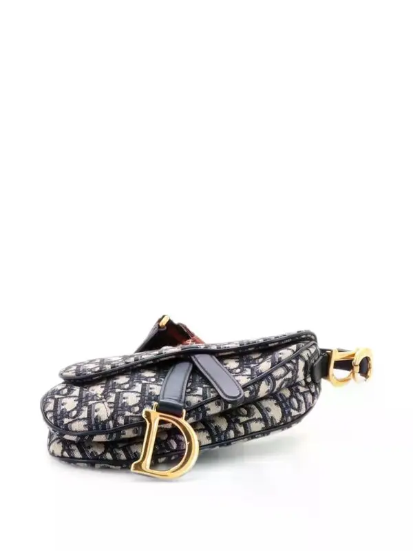 Dior Saddle Handbag With Strap Oblique Canvas Mini Shoulder Bag - Blue