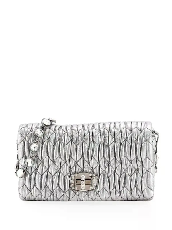Miu Miu Crystal Matelasse Leather Small Clutch Bag