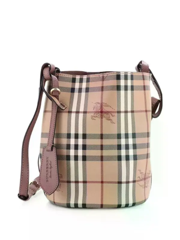 Burberry Lorne Haymarket Coated Canvas Small Bucket Bag