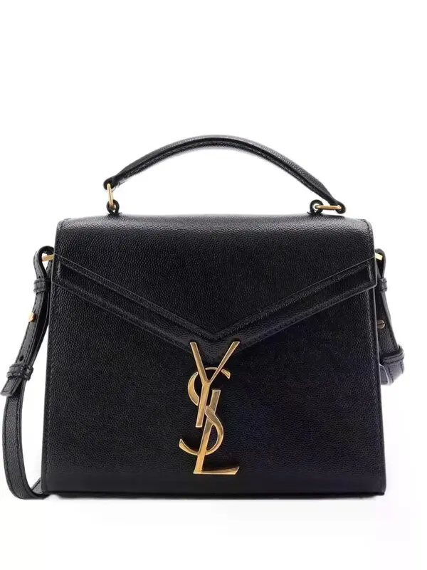 Saint Laurent Cassandra Top Handle Bag Leather Mini Shoulder Bag - Black