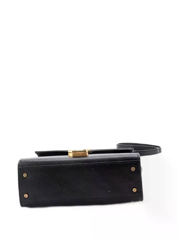 Saint Laurent Cassandra Top Handle Bag Leather Mini Shoulder Bag - Black