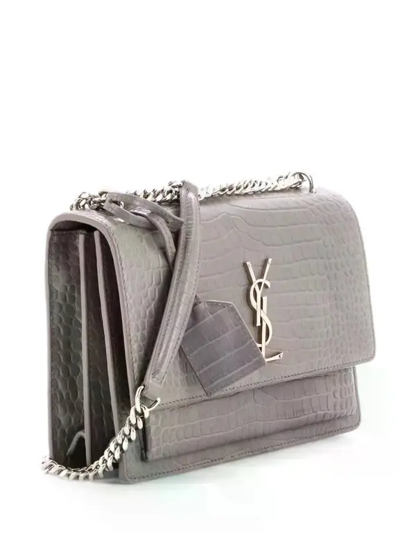 Saint Laurent Sunset Crocodile Embossed Leather Medium Crossbody Bag