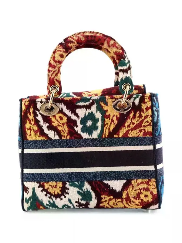 Dior Lady D-lite Bag Embroidered Canvas Medium Satchel - Multicolour