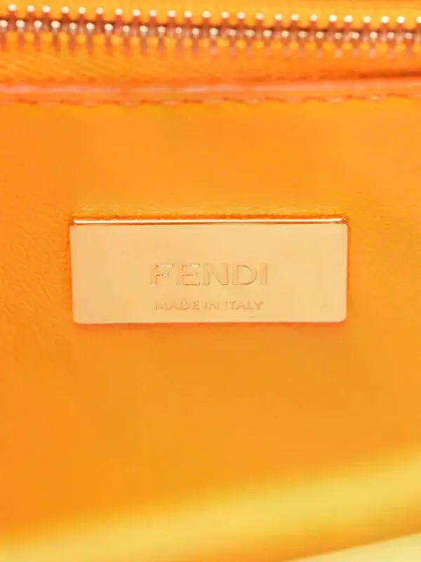 Fendi 2010-2026 Mini Interlaced Leather Iconic Peekaboo Satchel - Orange