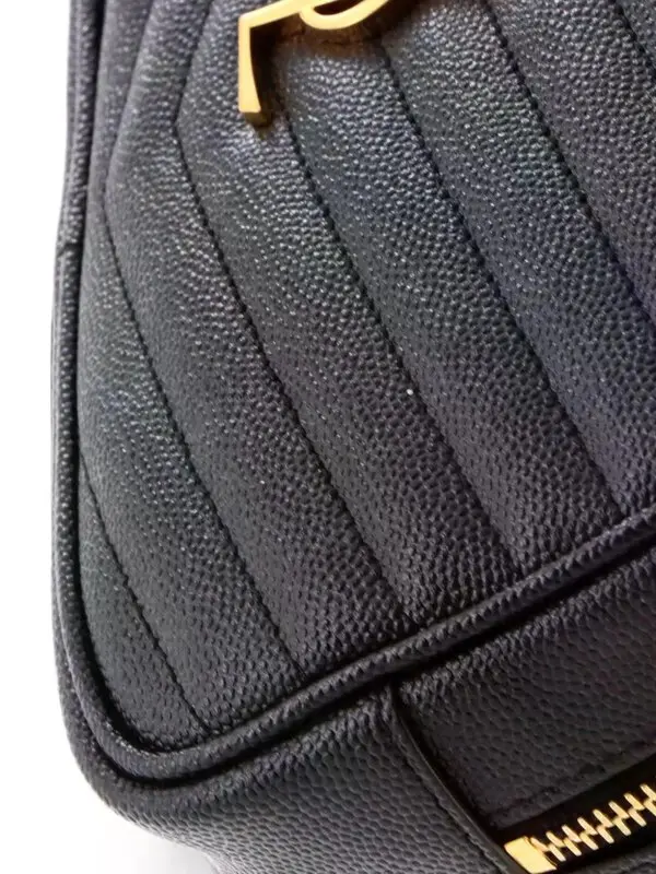 Saint Laurent Matelassé Chevron Leather Mini Camera Crossbody Bag - Black