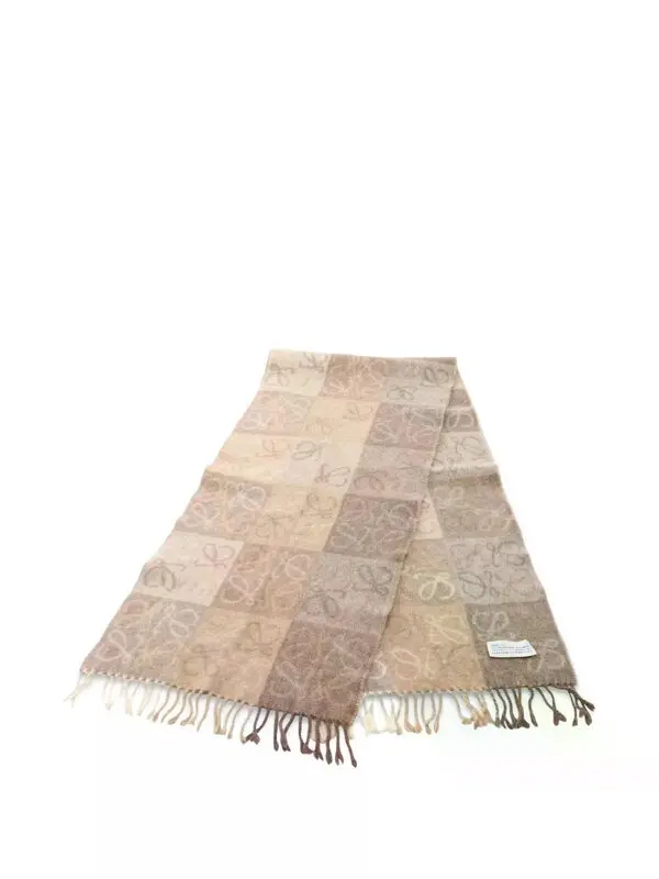 Loewe 2010s Anagram Checkerboard Scarf - Brown