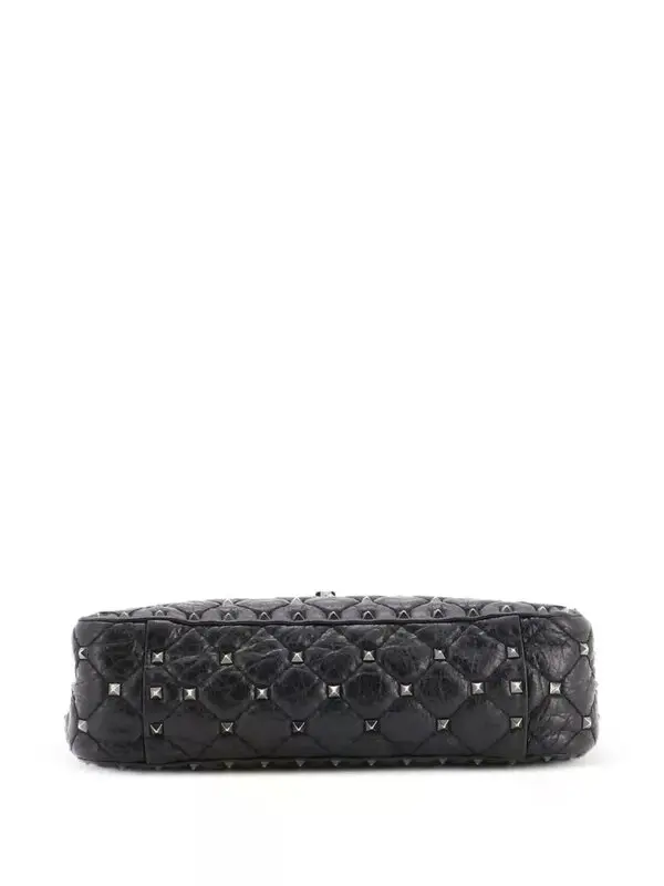 Valentino Garavani Rockstud Spike Flap Bag Crystal Embellished Quilted Leather Medium Shoulder Bag