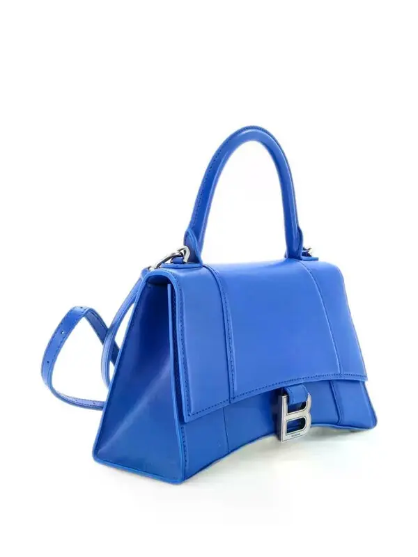 Balenciaga Hourglass Top Handle Bag Leather Small Satchel - Blue