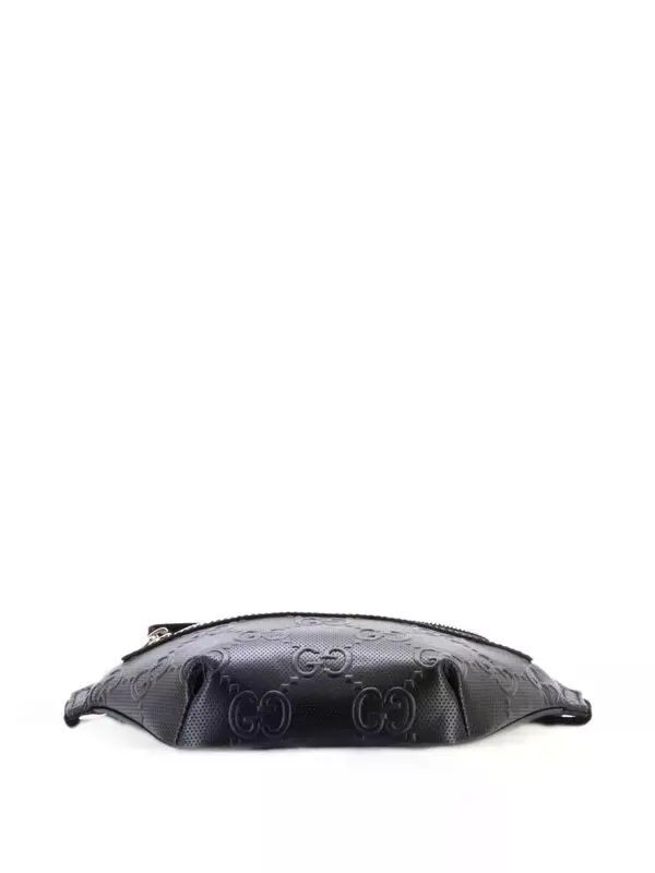 Gucci Gg Embossed Perforated Leather Belt Bag - Black