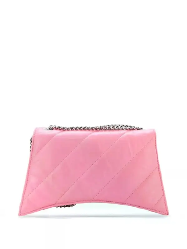 Balenciaga Crush Chain Flap Bag Quilted Crushed Calfskin Small Shoulder Bag - Pink
