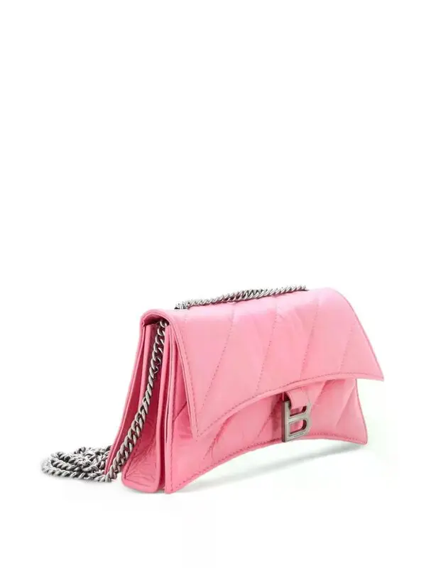 Balenciaga Crush Chain Flap Bag Quilted Crushed Calfskin Small Shoulder Bag - Pink