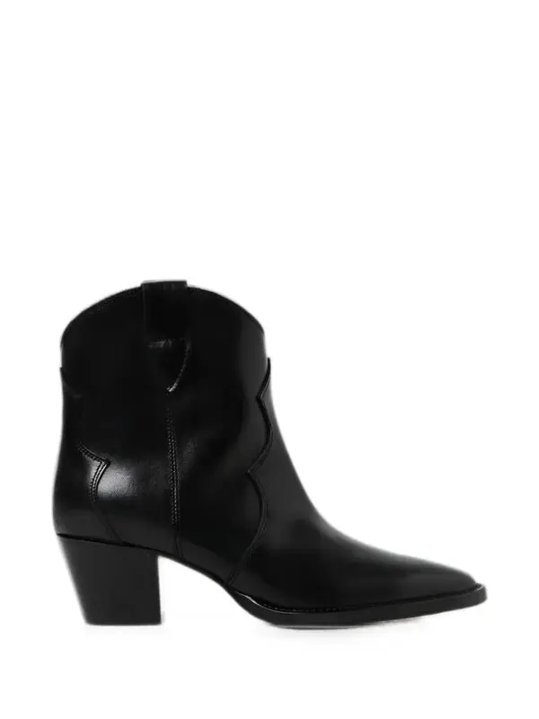 ANNA F. Panel Leather Ankle Boots