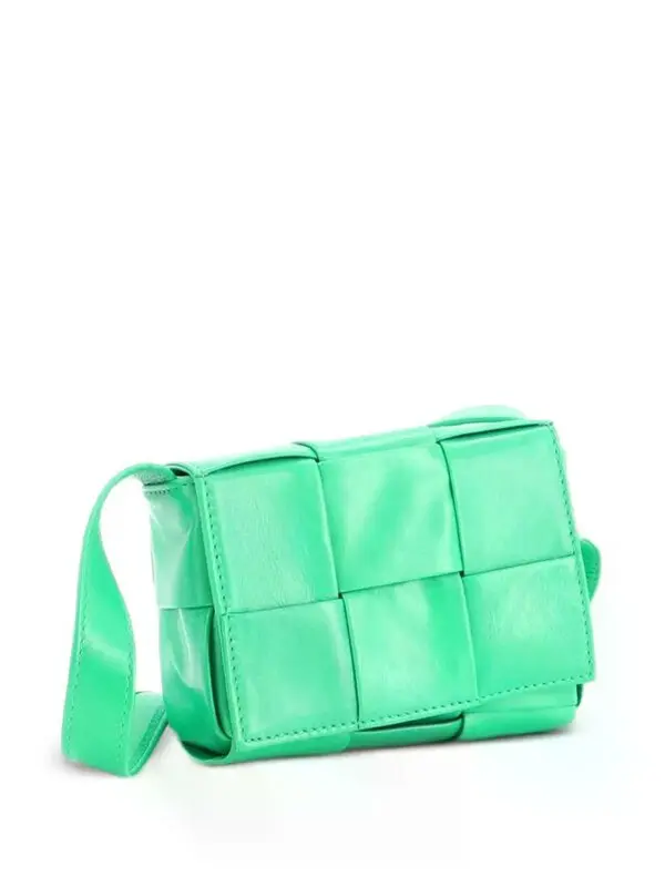 Bottega Veneta Cassette Maxi Intrecciato Leather Candy Crossbody Bag - Green