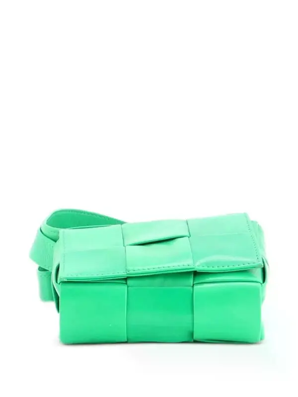 Bottega Veneta Cassette Maxi Intrecciato Leather Candy Crossbody Bag - Green