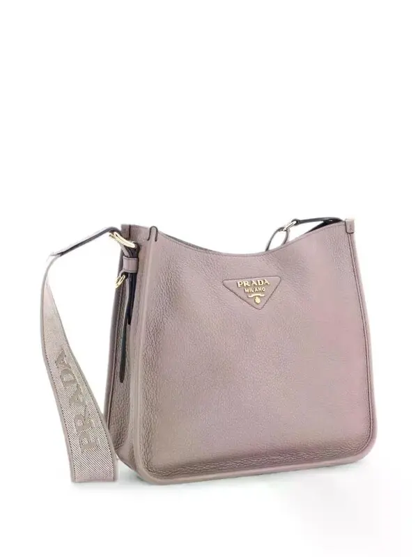 Prada Leather Medium Hobo Bag With Logo Strap