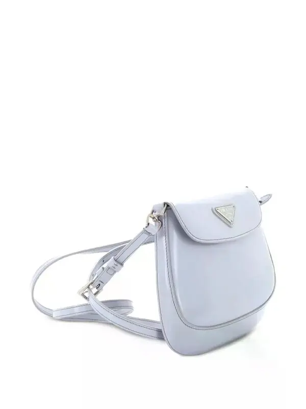 Prada Cleo Flap Spazzolato Leather Mini Shoulder Bag - Metallic
