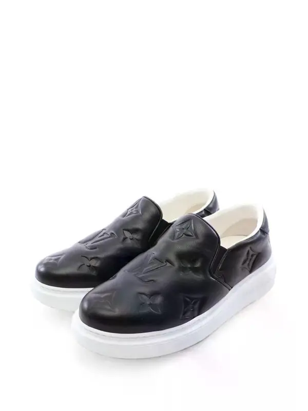 LOUIS VUITTON Monogram-embossed Slip-on Sneakers - Black