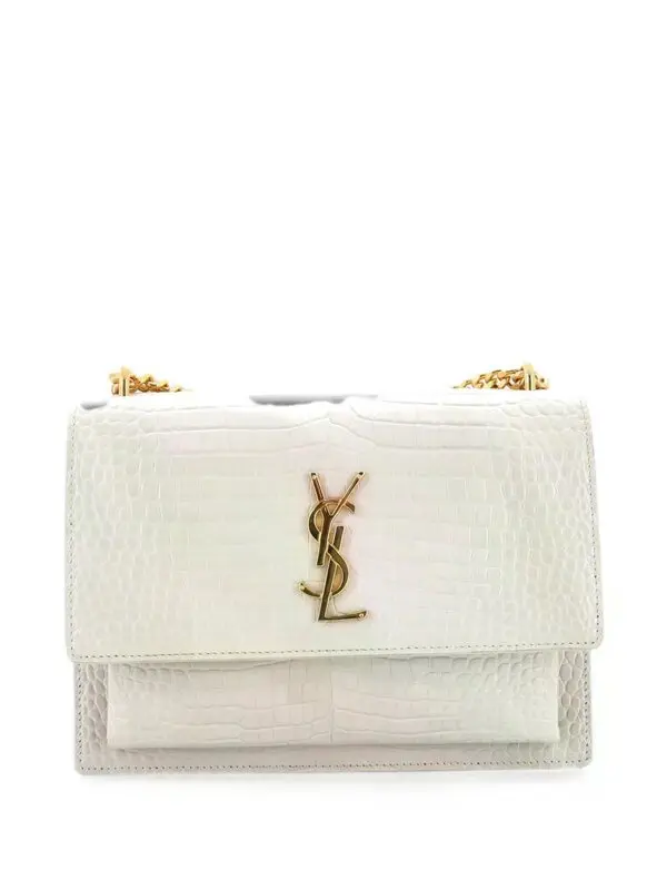 Saint Laurent Sunset Crocodile Embossed Leather Medium Crossbody Bag