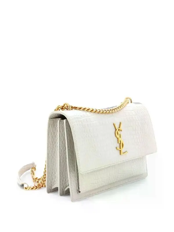 Saint Laurent Sunset Crocodile Embossed Leather Medium Crossbody Bag