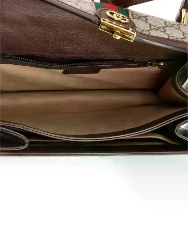 Gucci Ophidia Flap Top Handle Bag Gg Coated Canvas Small Satchel