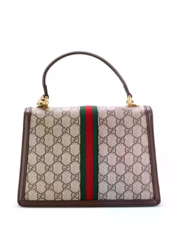 Gucci Ophidia Flap Top Handle Bag Gg Coated Canvas Small Satchel - Brown