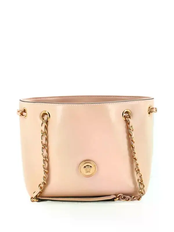 Versace Medusa Icon Chain Tote Leather Mini Bucket Bag - Pink