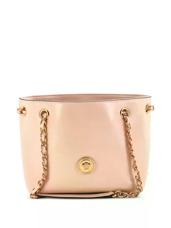 Versace Medusa Icon Chain Tote Leather Mini Bucket Bag - Pink
