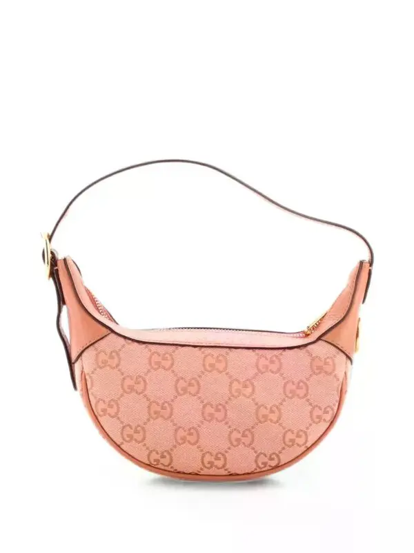 Gucci Ophidia Half Moon Bag Gg Canvas With Leather Mini Hobo Bag