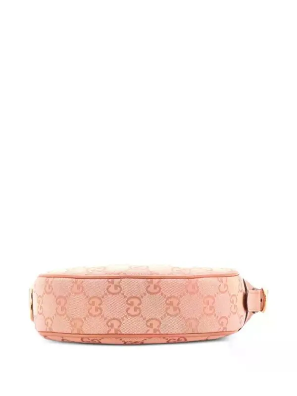 Gucci Ophidia Half Moon Bag Gg Canvas With Leather Mini Hobo Bag - Pink