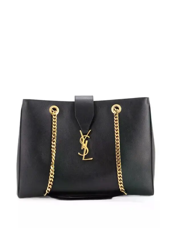 Saint Laurent Classic Monogram Shopper Leather Large Tote Bag