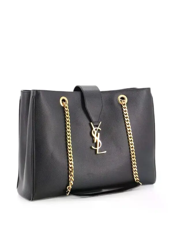 Saint Laurent Classic Monogram Shopper Leather Large Tote Bag